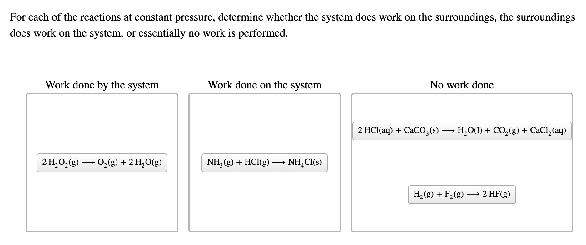 Solved For each of the reactions at constant pressure, | Chegg.com