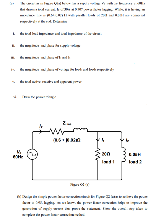 Solved (a) The circuit as in Figure Q2a) below has a supply | Chegg.com