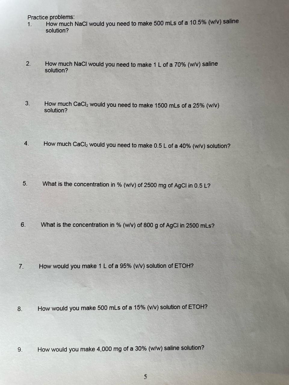 Solved Practice problems: 1. How much NaCl would you need to | Chegg.com