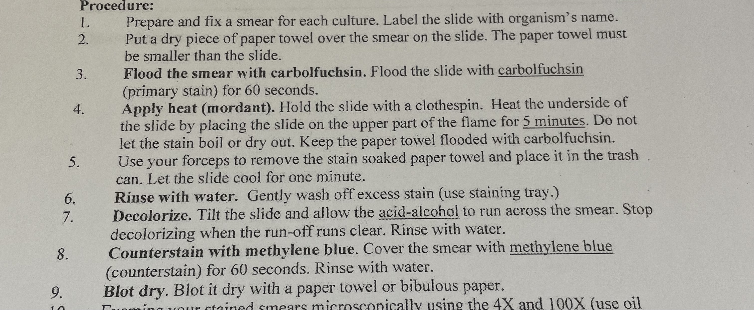 Solved 1. Prepare and fix a smear for each culture. Label | Chegg.com