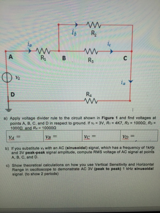Solved a) Apply voltage divider rule to the circuit shown | Chegg.com