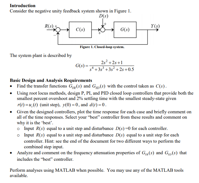 Introduction Consider the negative unity feedback | Chegg.com