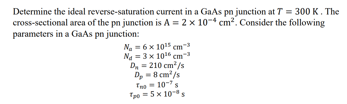 Solved Determine the ideal reverse-saturation current in a | Chegg.com