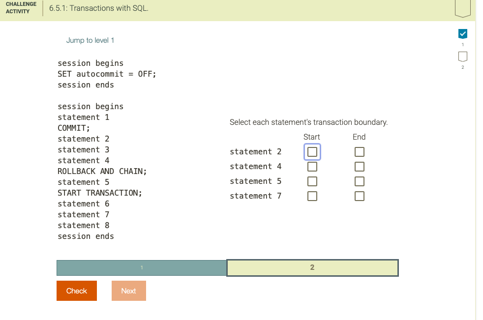Solved CHALLENGE ACTIVITY 6.5.1: Transactions with SQL. Jump | Chegg.com