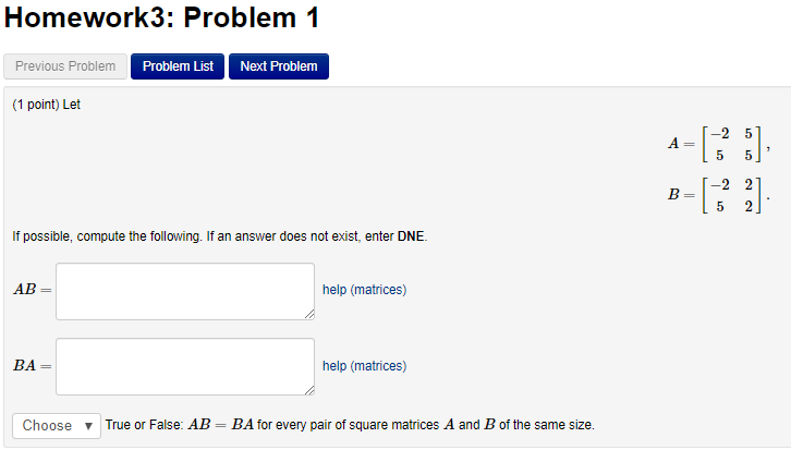 Solved Homework3 Problem 1 Previous Problem Problem List