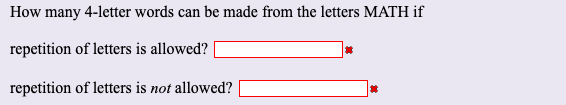 Solved How many 4-letter words can be made from the letters | Chegg.com