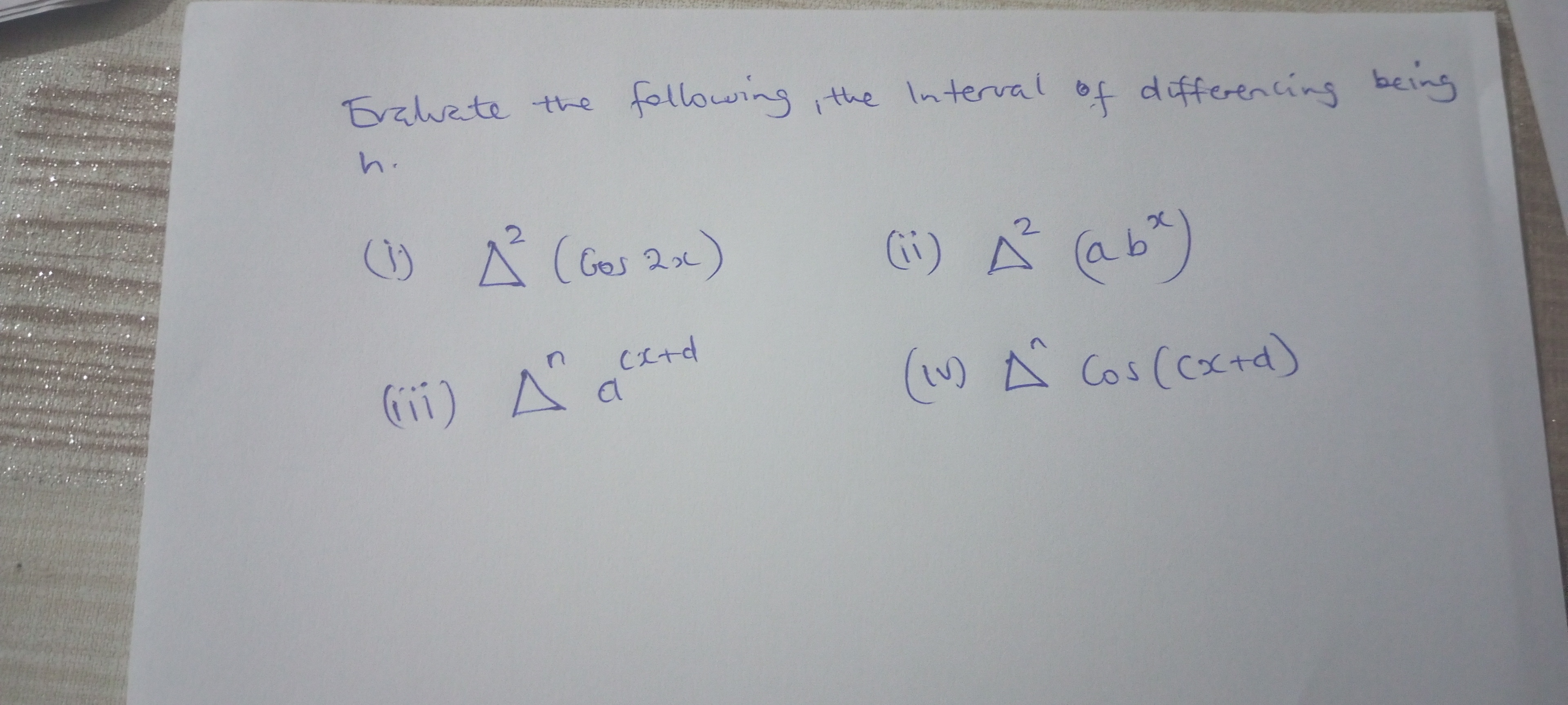 Solved Eralvete the following, the interval of differencing | Chegg.com