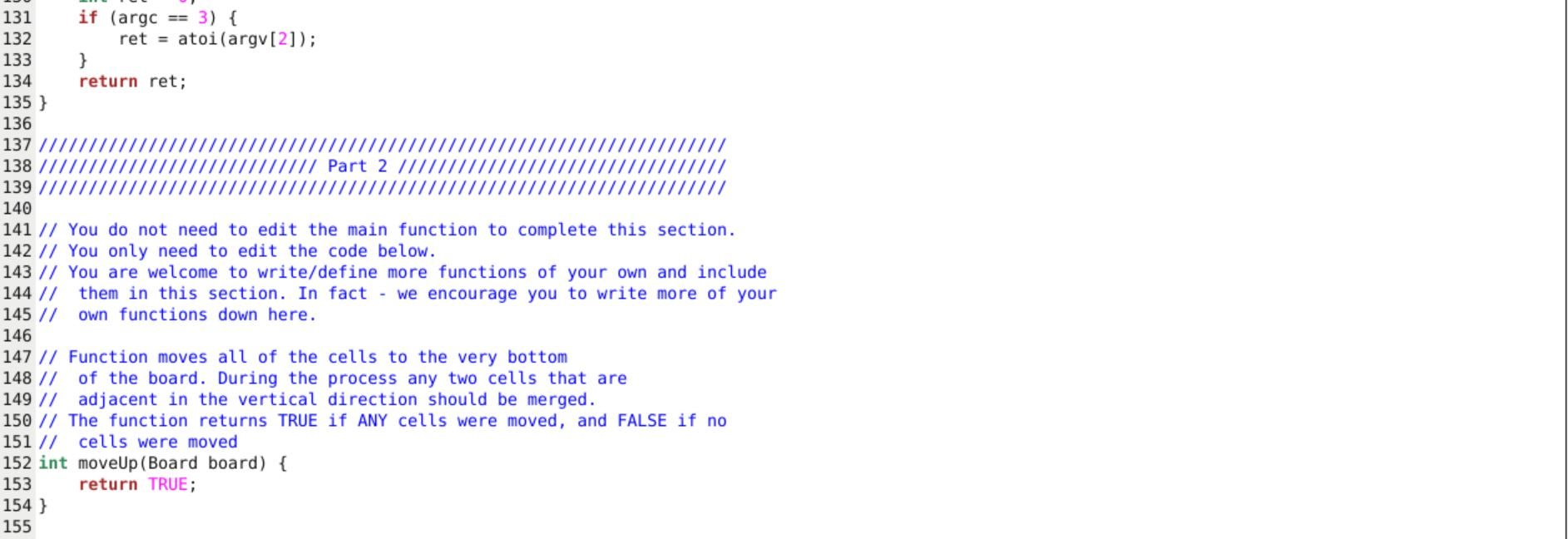 Solved #C language programming task. Making the 2048 game in | Chegg.com