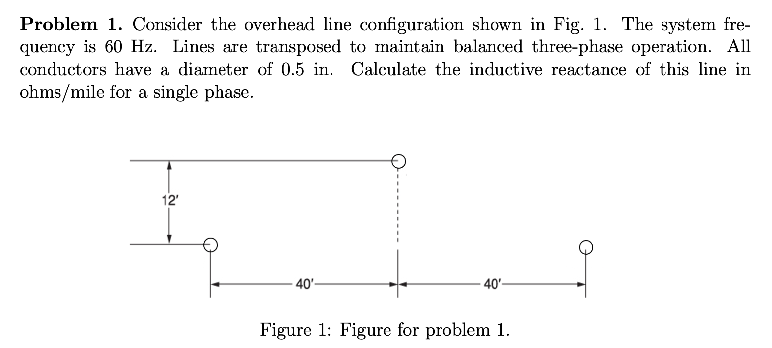 Solved Problem 1. Consider the overhead line configuration | Chegg.com