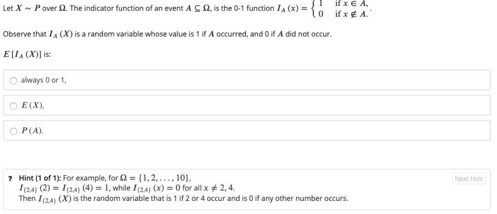 Solved Let X ~ Pover 2. The indicator function of an event A | Chegg.com