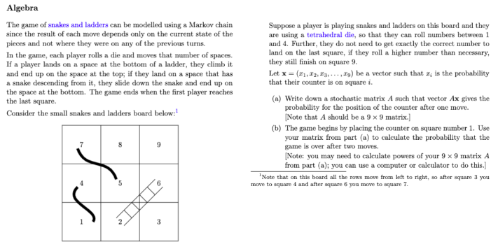 Solved Algebra The game of snakes and ladders can be | Chegg.com