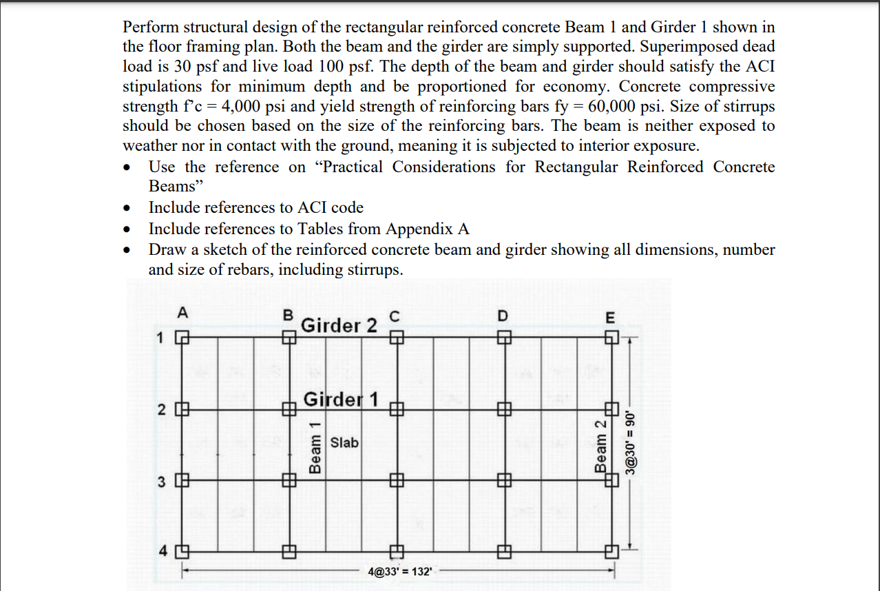 Solved Perform structural design of the rectangular | Chegg.com
