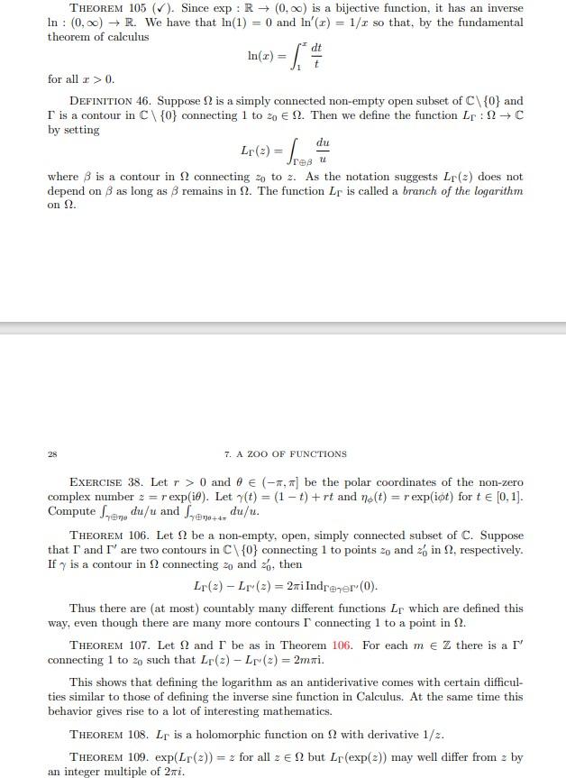 Solved THEOREM 105( ). Since exp : R→(0,∞) is a bijective | Chegg.com