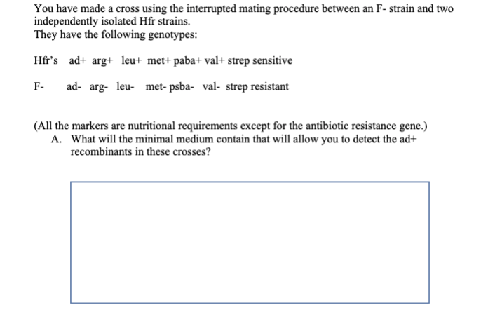 Solved You have made a cross using the interrupted mating | Chegg.com
