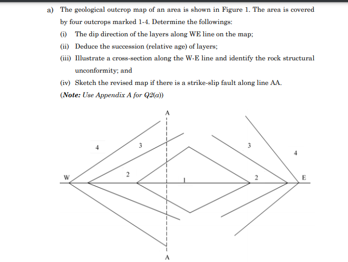 Solved The geological outcrop map of an area is shown in | Chegg.com