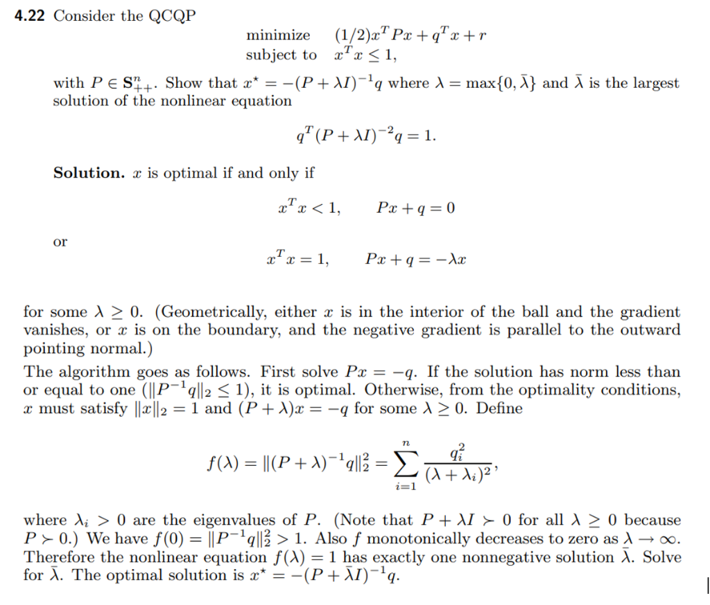 4.22 Consider the QCQP minimize (1/2)x+ Px +q+ x +r | Chegg.com