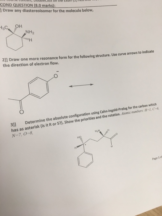Solved Draw any diastereoisomer for the molecule below, Draw | Chegg.com