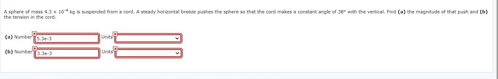 Solved A sphere of mass 4.3 × 10-4 kg is suspended from a | Chegg.com