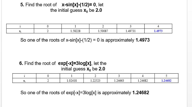 Solved 5. Find the root of x−sin[x]−(1/2)=0, let the initial | Chegg.com