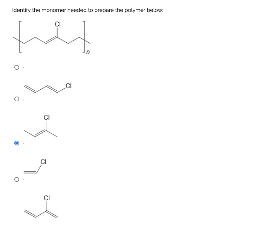 Solved Identify the monomer needed to prepare the polymer | Chegg.com