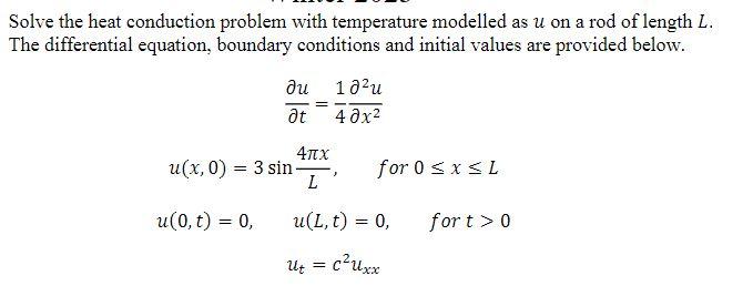 Solved Solve the heat conduction problem with temperature | Chegg.com