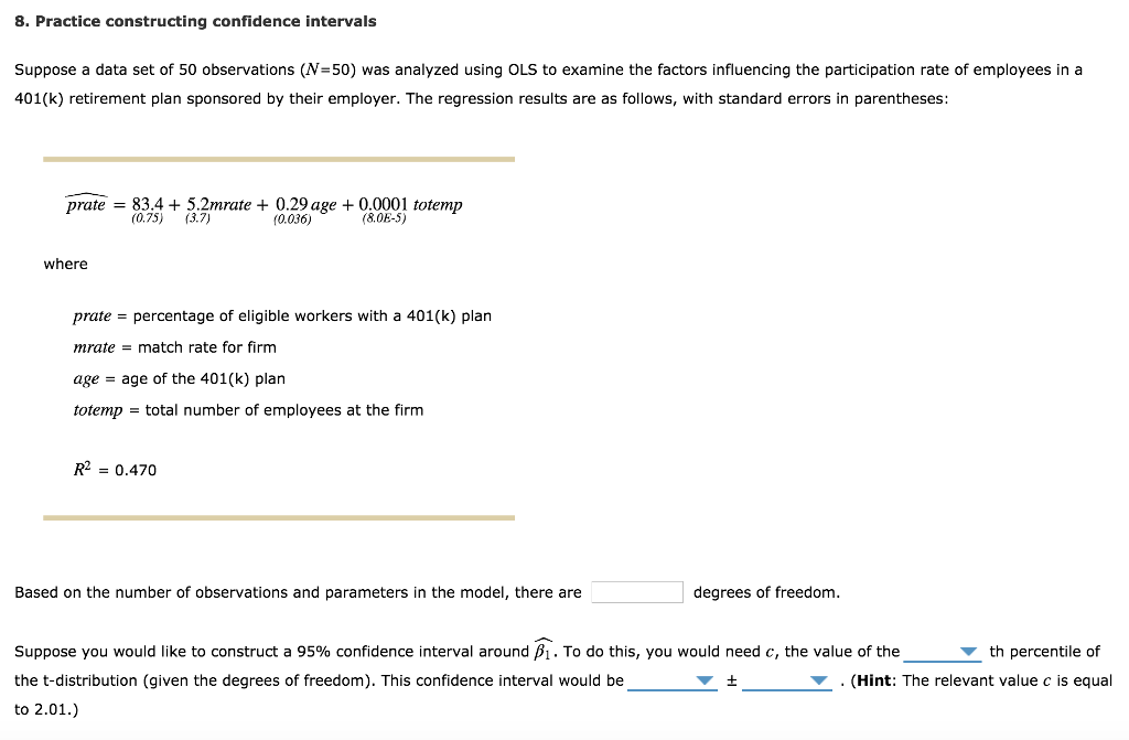 Solved 8. Practice constructing confidence intervals Suppose | Chegg.com