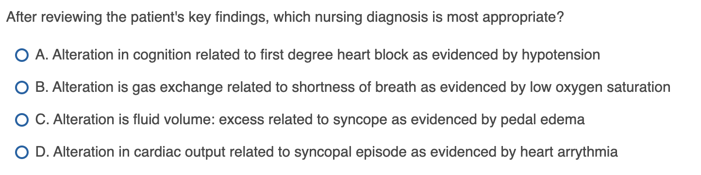 Solved After reviewing the patient's key findings, which | Chegg.com