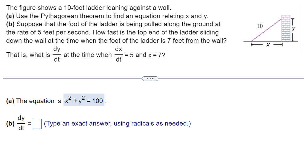 Solved The figure shows a 10 -foot ladder leaning against a | Chegg.com