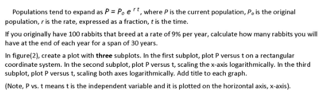 Solved Populations tend to expand as P = P, ert, where P is | Chegg.com