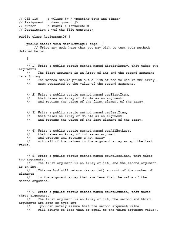Solved CSE110 Principles of Programming Assignment 06:100 | Chegg.com