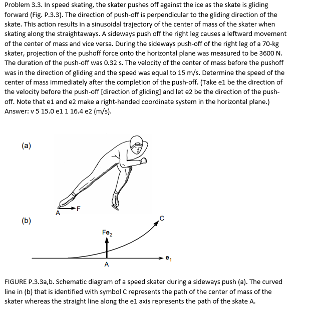 Solved Problem 3.3. In speed skating, the skater pushes off | Chegg.com