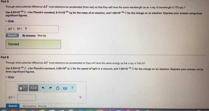 Solved Part A Through what potential difference ΔⅤmust | Chegg.com