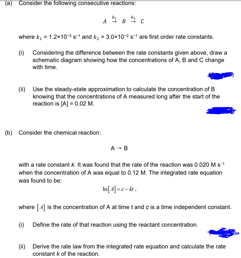 Solved (a) Consider the following consecutive reactions: A | Chegg.com