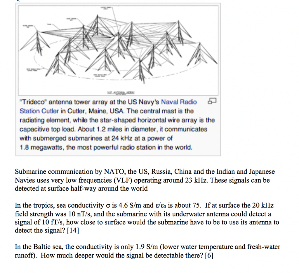 Solved "Trideco" antenna tower array at the US Navy's Naval | Chegg.com