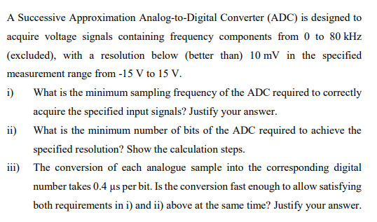 Solved A Successive Approximation Analog-to-Digital | Chegg.com