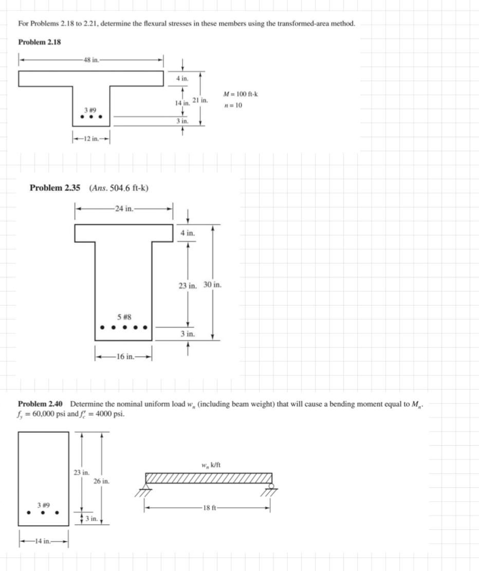 Solved For Problems 2.18 to 2.21 , determine the flexural | Chegg.com