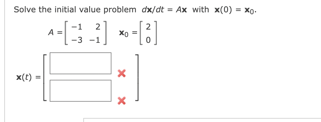 Solved Solve the initial value problem dx/dt=Ax with | Chegg.com