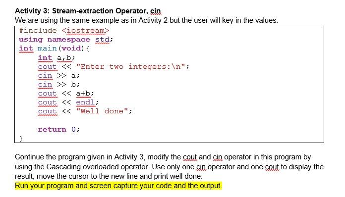 Solved Activity 2: Outputting Expression Values Given is a | Chegg.com