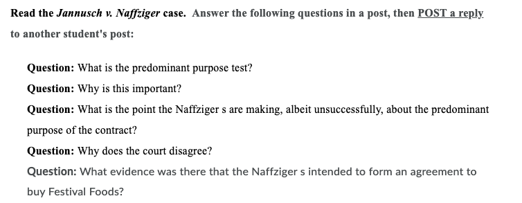 Solved Read the Jannusch v. Naffziger case. Answer the | Chegg.com