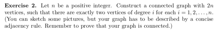 Solved Exercise 2. Let n be a positive integer. Construct a | Chegg.com