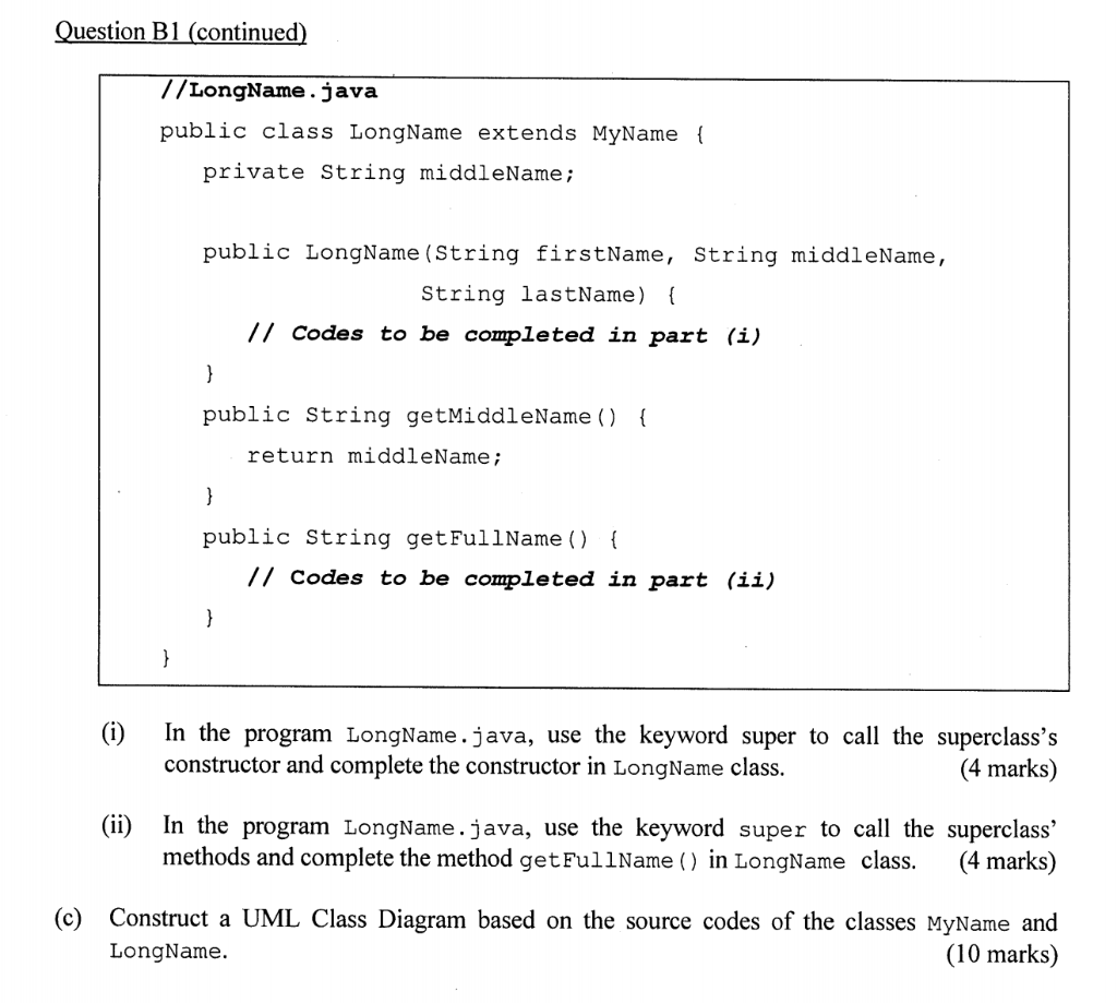 Solved Question B1 (a) In the context of Java programming, | Chegg.com