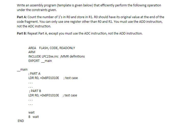 Solved Write an assembly program (template is given below) | Chegg.com
