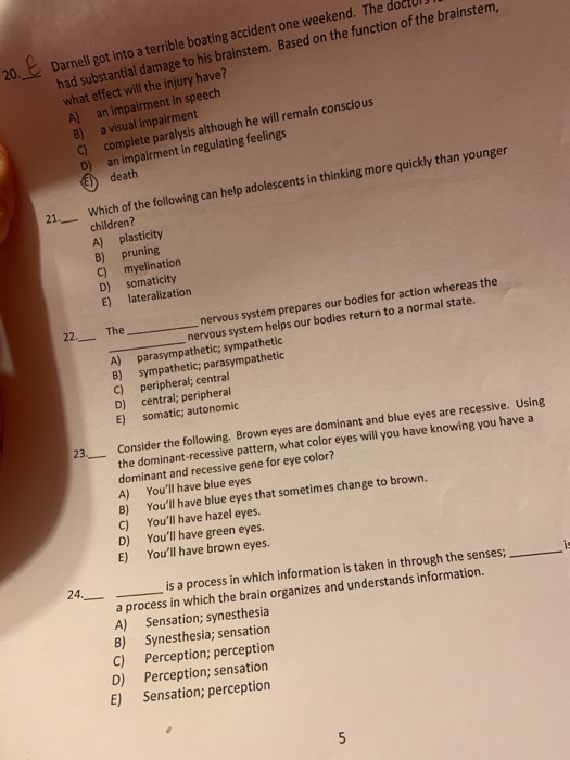 Solved o Darnell eot into a terrible bosting sccodent one | Chegg.com