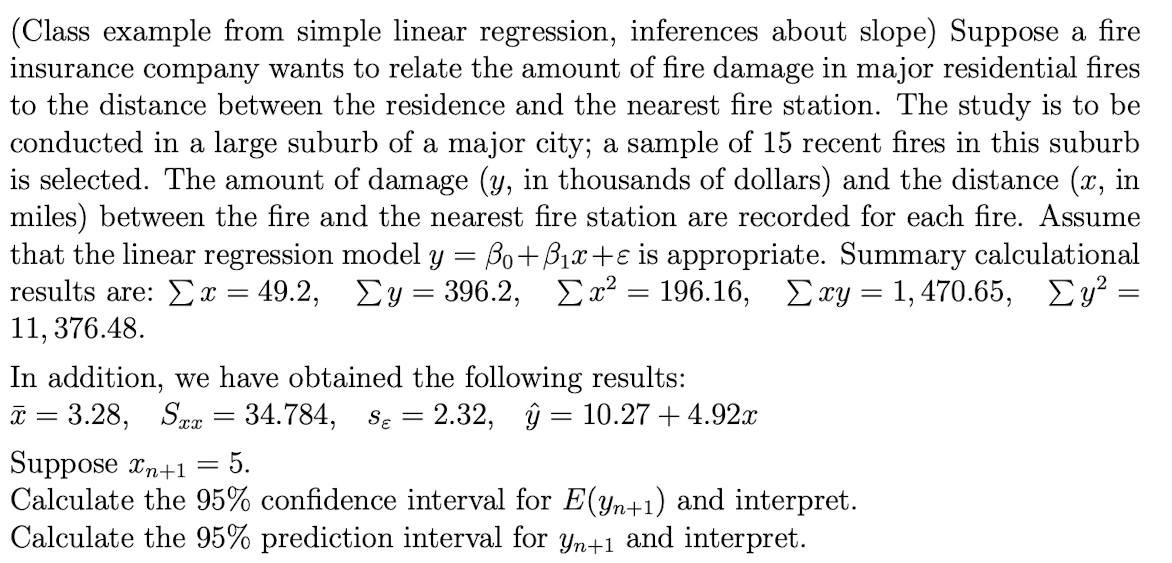 Solved (Class example from simple linear regression, | Chegg.com