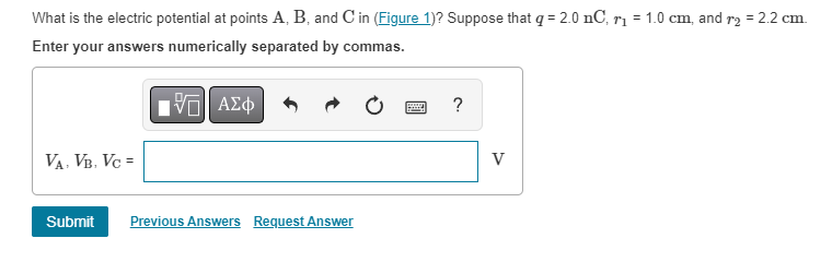 Solved What is the electric potential at points A,B, and C | Chegg.com