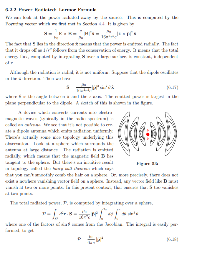 Solved . 6.2.2 Power Radiated: Larmor Formula We can look at | Chegg.com