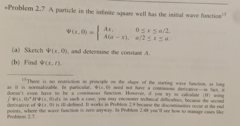 Solved Problem 2 7 A Particle In The Infinite Square Well
