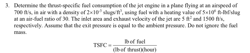 Solved 3. Determine the thrust-specific fuel consumption of | Chegg.com
