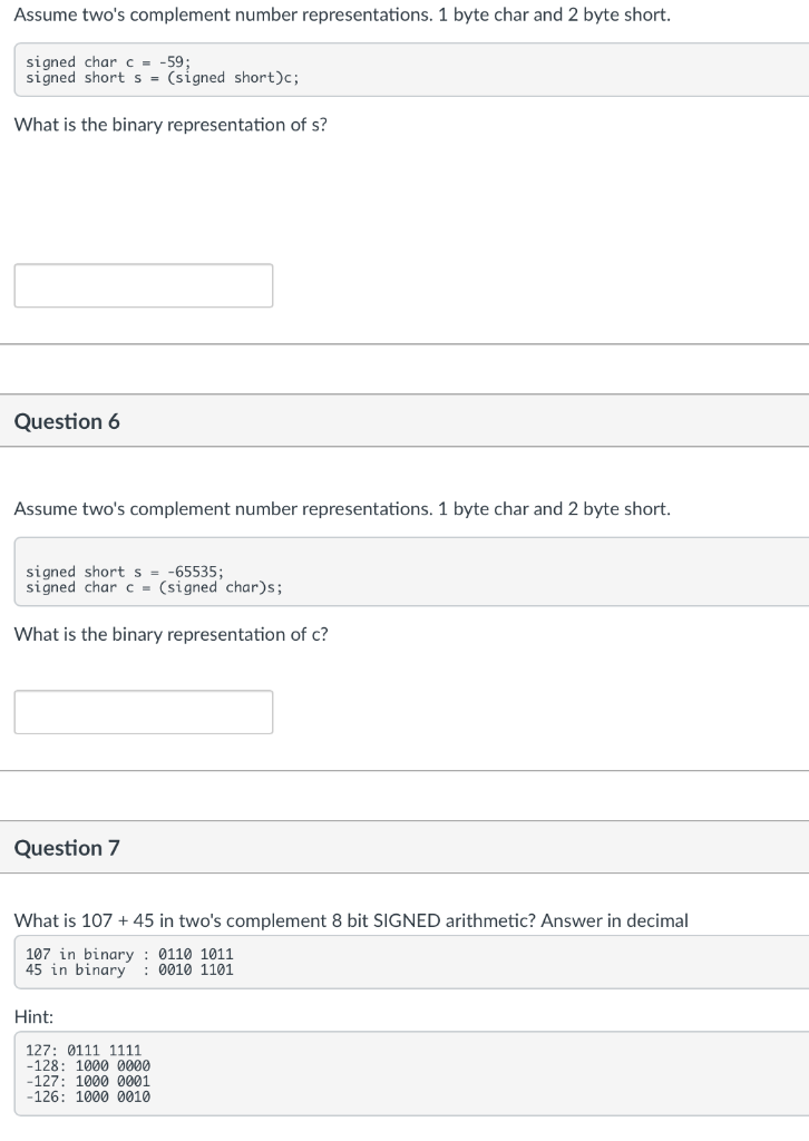 Solved Assume two's complement number representations. 1 | Chegg.com