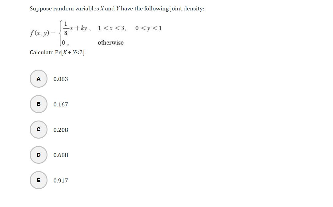 Solved Suppose random variables X and Y have the following | Chegg.com